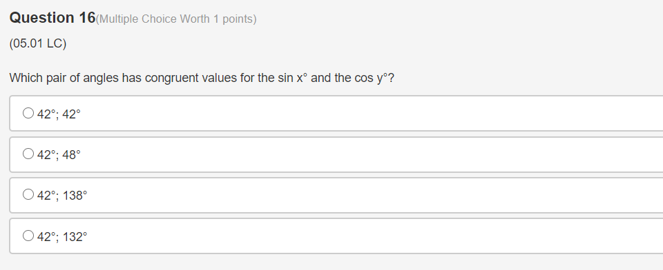 Solved Question 16(Multiple Choice Worth 1 points) (05.01 | Chegg.com