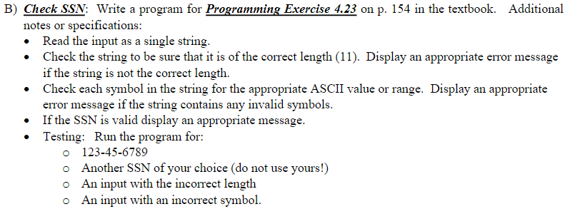 Solved C++ only, no java. Check SSN: Write a program for | Chegg.com