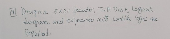 Solved 19 Design a 5x32 Decoder, Truth Table, Logical | Chegg.com