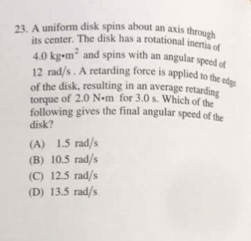Solved A uniform disk spins about an axis through its | Chegg.com