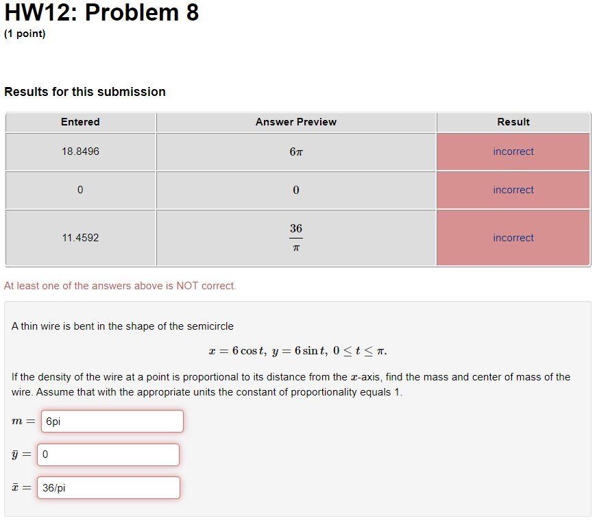 Solved HW12: Problem 8 (1 point) Results for this submission | Chegg.com