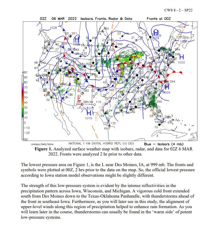 Solved Figure 1. Analyzed surface weather map with isobars, | Chegg.com