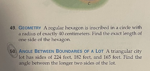 Solved 49. GeOMETRY A regular hexagon is inscribed in a | Chegg.com