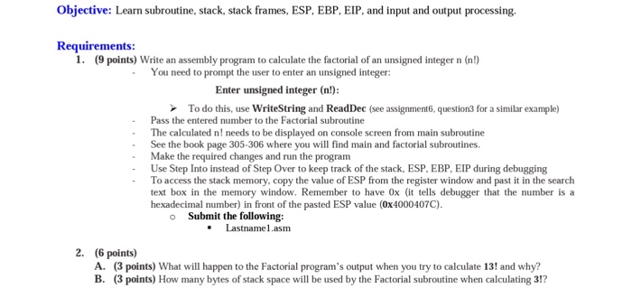 Solved Learn Subroutine Stack Stack Frames Esp Ebp Eip