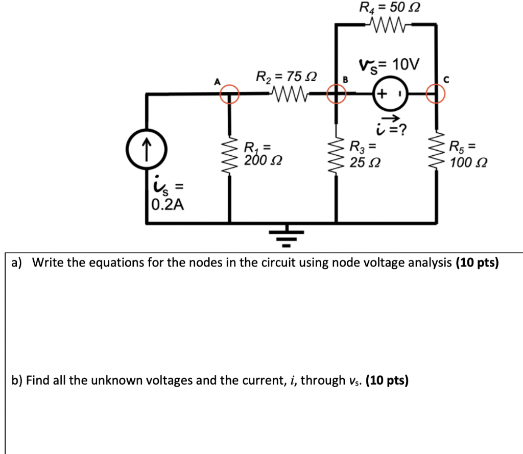 Solved a) Write the equations for the nodes in the circuit | Chegg.com
