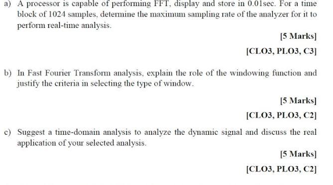 Solved a) A processor is capable of performing FFT, display | Chegg.com