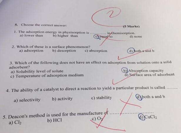 Solved 2 (5 Marks) 5. Choose the correct answer: 1. The | Chegg.com