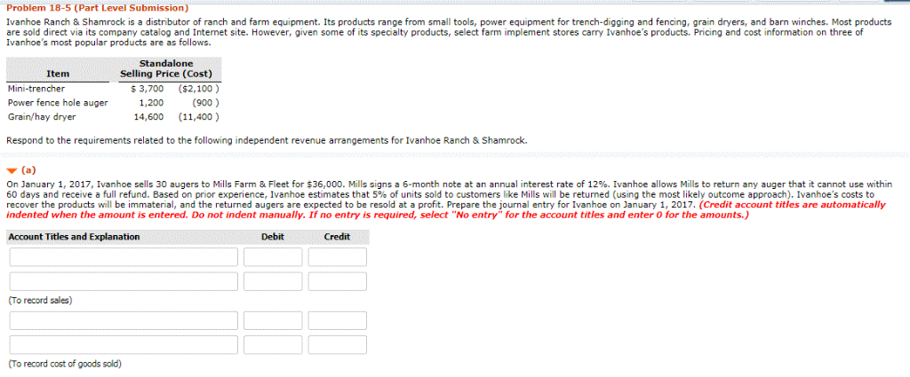 Solved Problem 18-5 (Part Level Submission) Ivanhoe Ranch & | Chegg.com