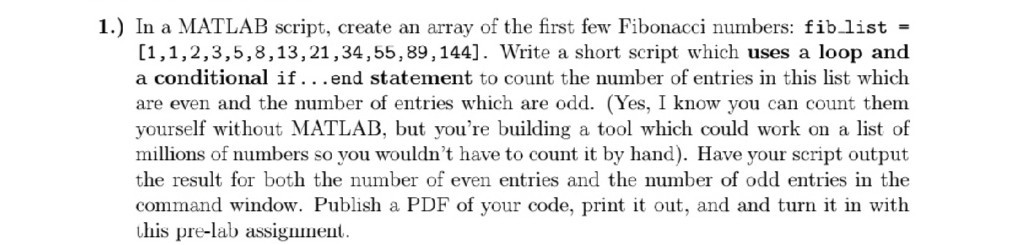 Solved 1 In A Matlab Script Create An Array Of The First 4164