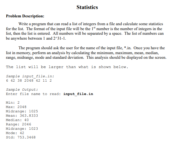 Solved Problem Description: Write a program that can read a | Chegg.com