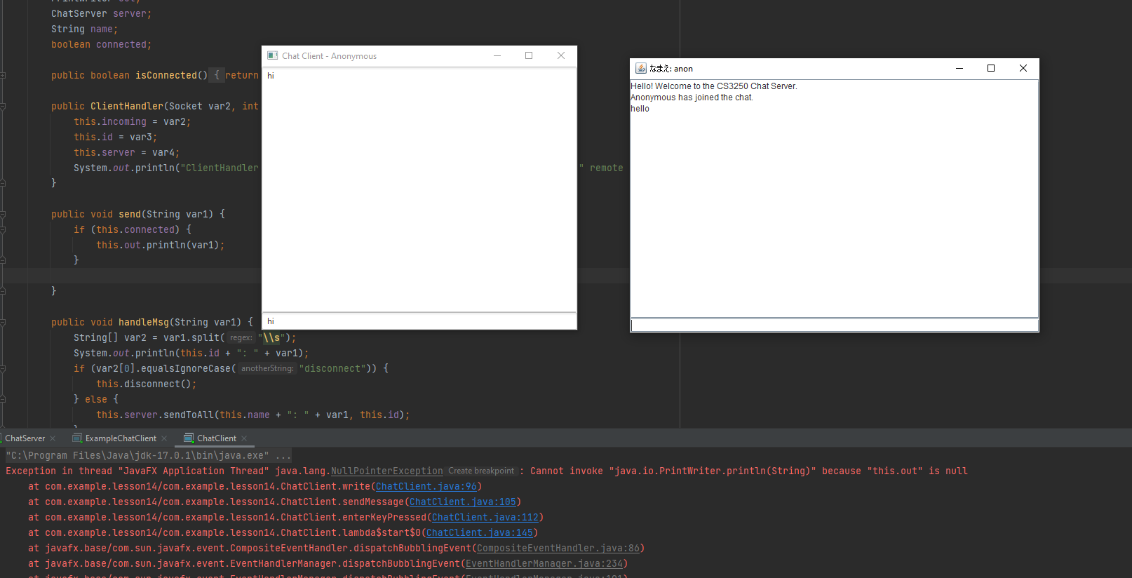 Solved I'm working on a project in java that uses a Chat | Chegg.com