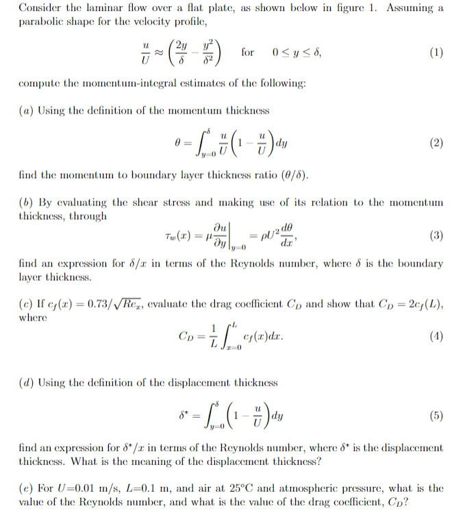 Solved Consider the laminar flow over a flat plate, as shown | Chegg.com