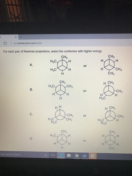 Solved For each pair of Newman projections, select the | Chegg.com