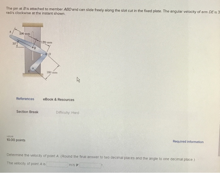 Solved The pin at B is attached to member ABD and can slide | Chegg.com