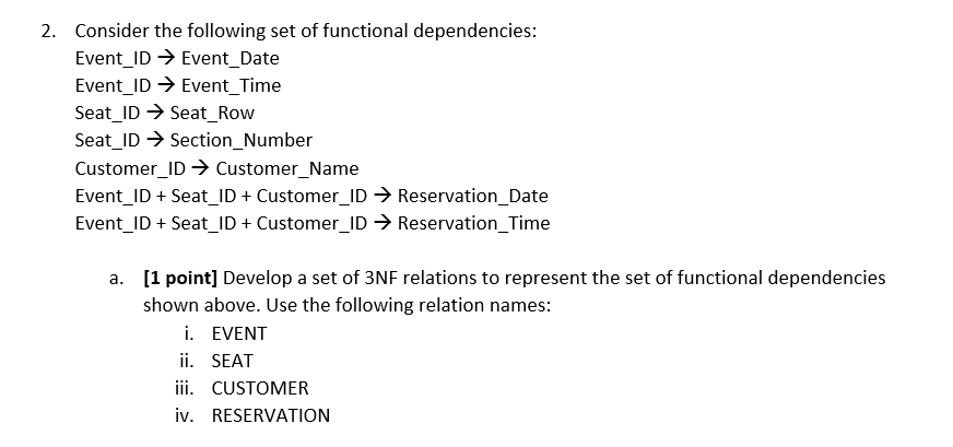 Solved Develop a set of 3NF relations to represent the set | Chegg.com