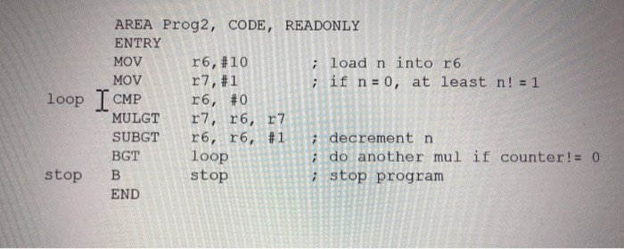 Solved AREA Prog3, CODE, READONLY ENTRY LDR r0, | Chegg.com