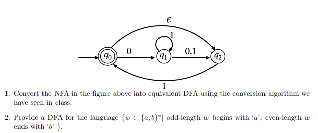 Solved 1. Convert the NFA in the figure above into | Chegg.com