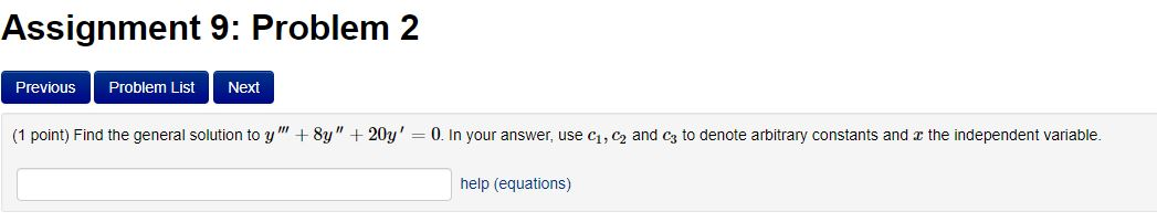 Solved Assignment 9 Problem 2 Previous Problem List Next 1 7907