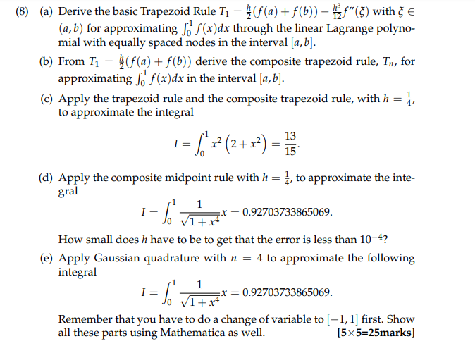(a) Derive the basic Trapezoid Rule | Chegg.com