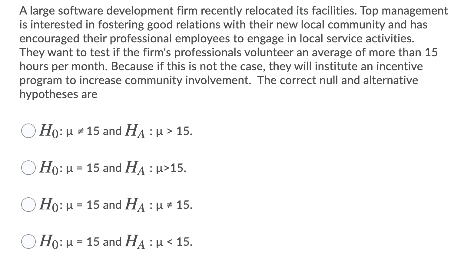 Solved A large software development firm recently relocated | Chegg.com