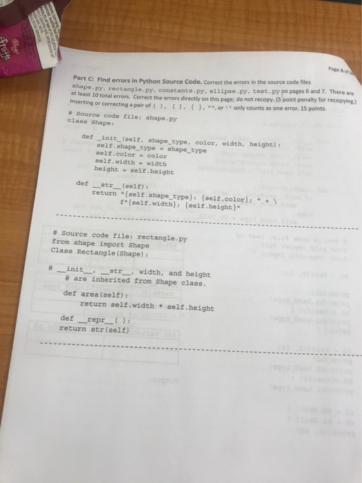 Solved Page & of Part C: Find errors in Python Source Code, | Chegg.com