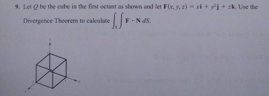 Solved 9, Let Q be the cube in the first octant as shown and | Chegg.com