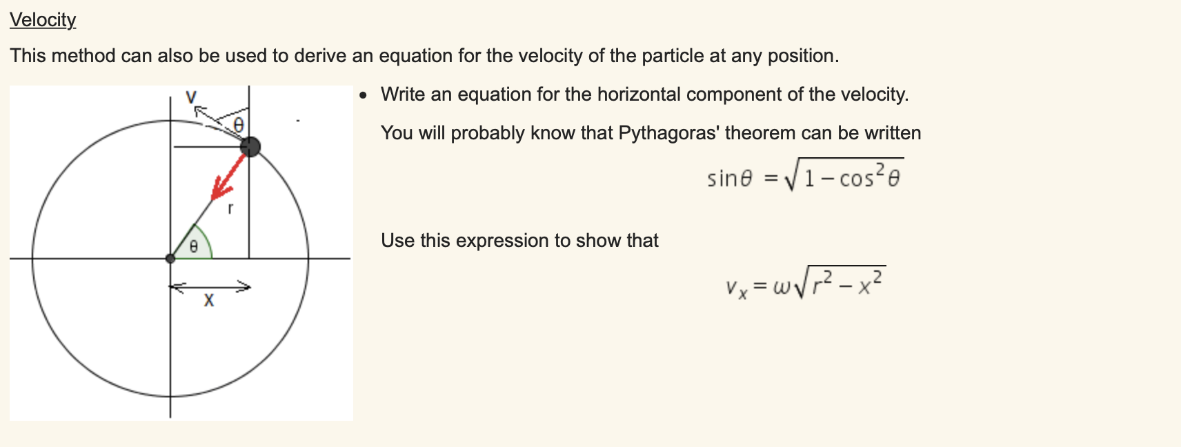 Solved Velocity This method can also be used to derive an | Chegg.com
