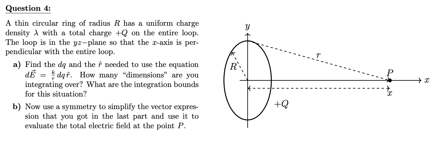 A thin circular ring of radius R has a uniform charge | Chegg.com