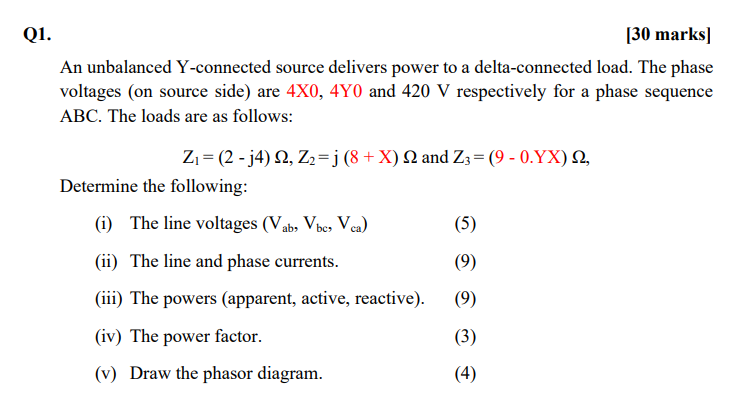 Solved An unbalanced Y-connected source delivers power to a | Chegg.com