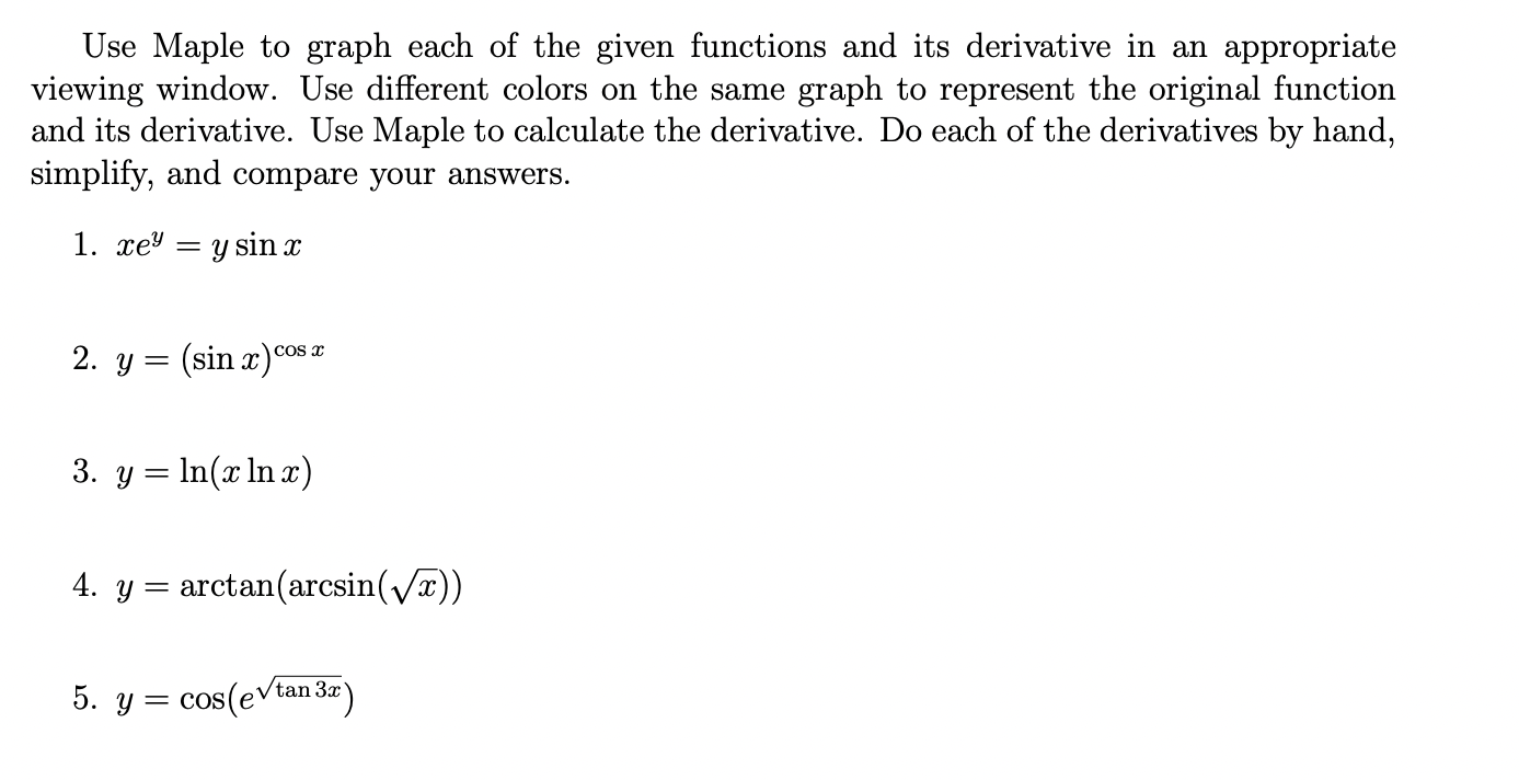 Solved Use Maple to graph each of the given functions and | Chegg.com