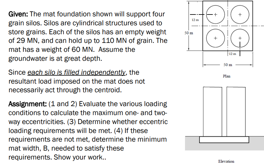12 m Given: The mat foundation shown will support | Chegg.com