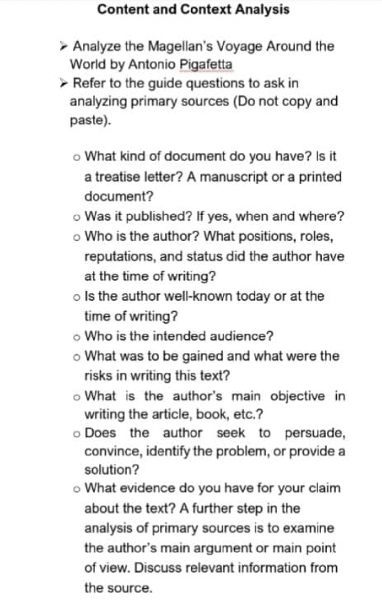 Content and Context Analysis Analyze the Magellan's | Chegg.com