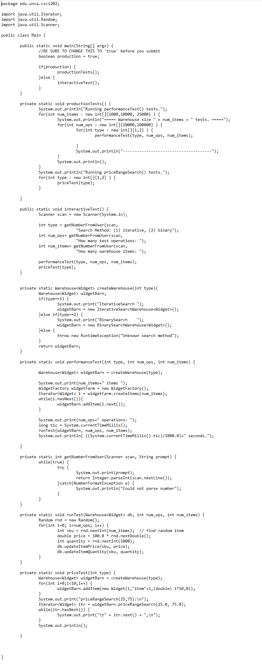ckage edu.unca.csci202; ort java.util.Iterator; lic | Chegg.com