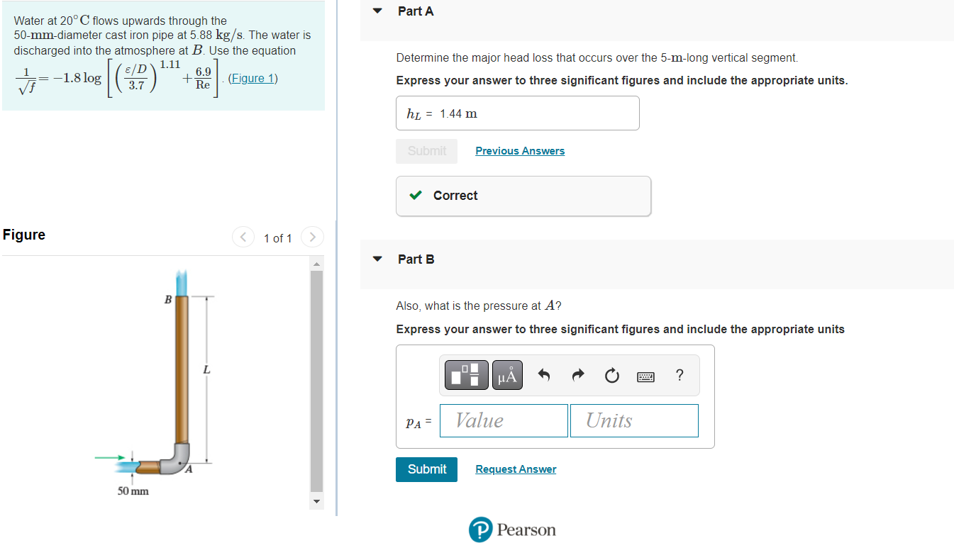 Solved Water at 20∘C flows upwards through the Part A | Chegg.com