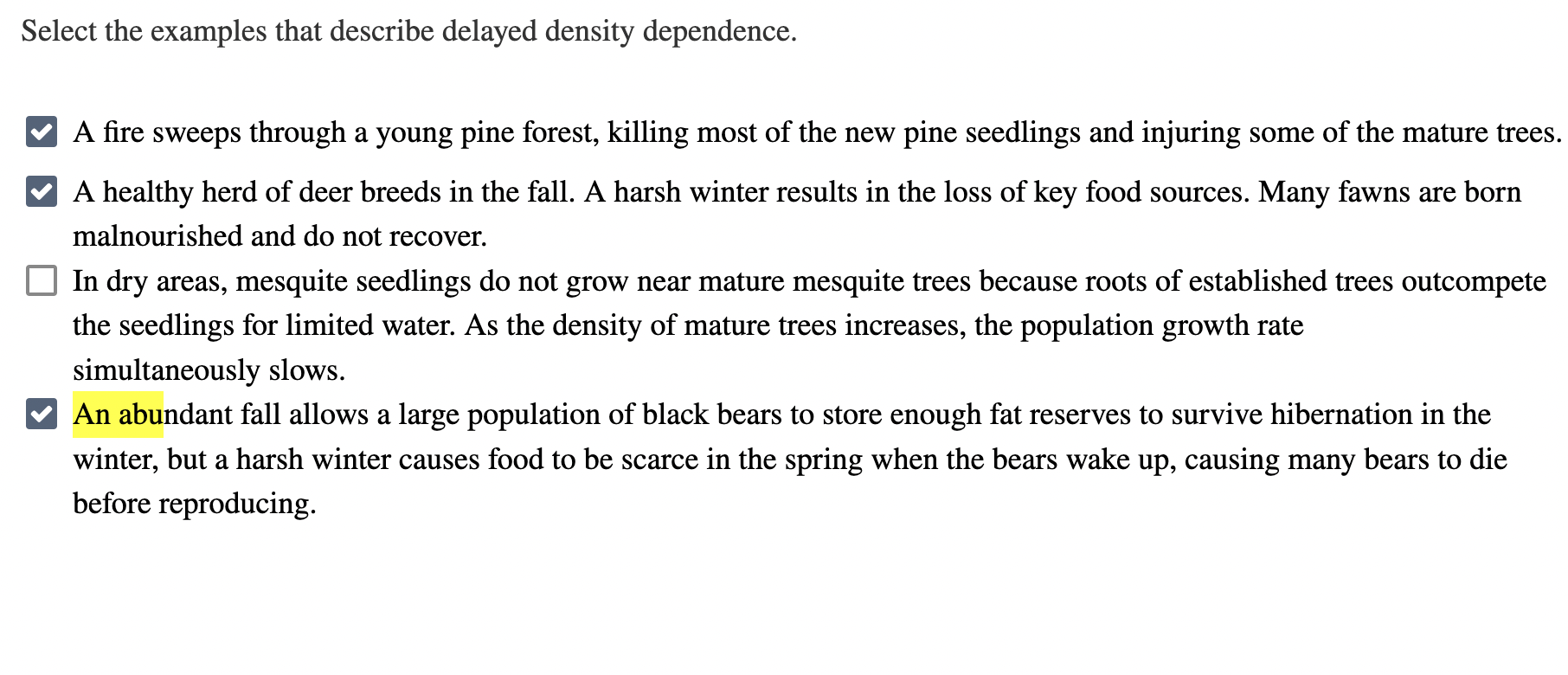 Solved Select the examples that describe delayed density | Chegg.com