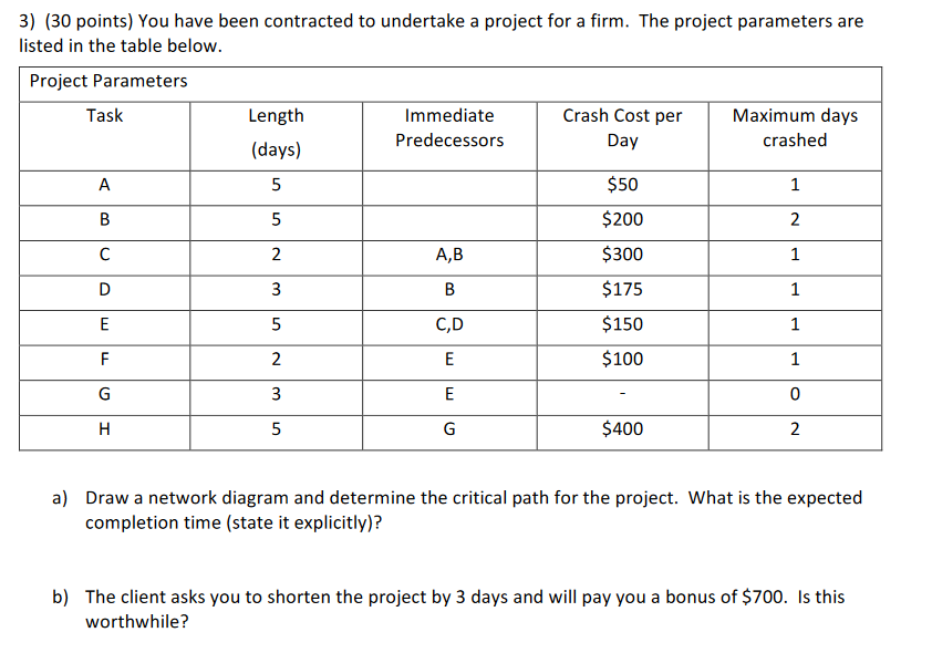 Solved 3) (30 points) You have been contracted to undertake | Chegg.com