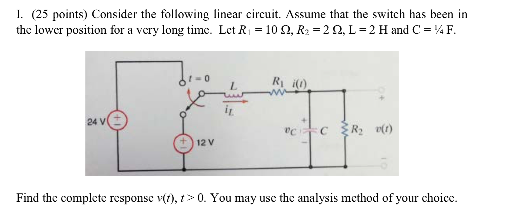 Solved I. (25 points) Consider the following linear circuit. | Chegg.com