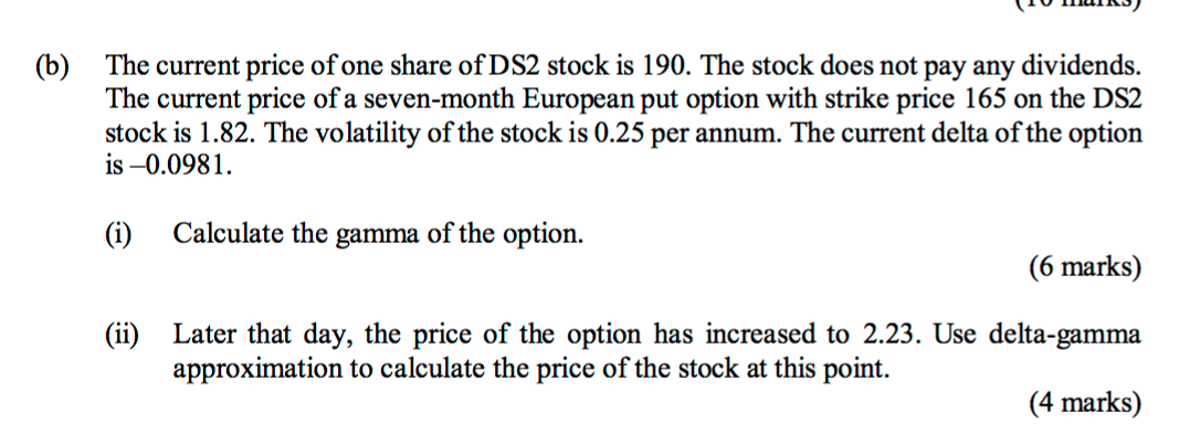 (b) The current price of one share of DS2 stock is | Chegg.com