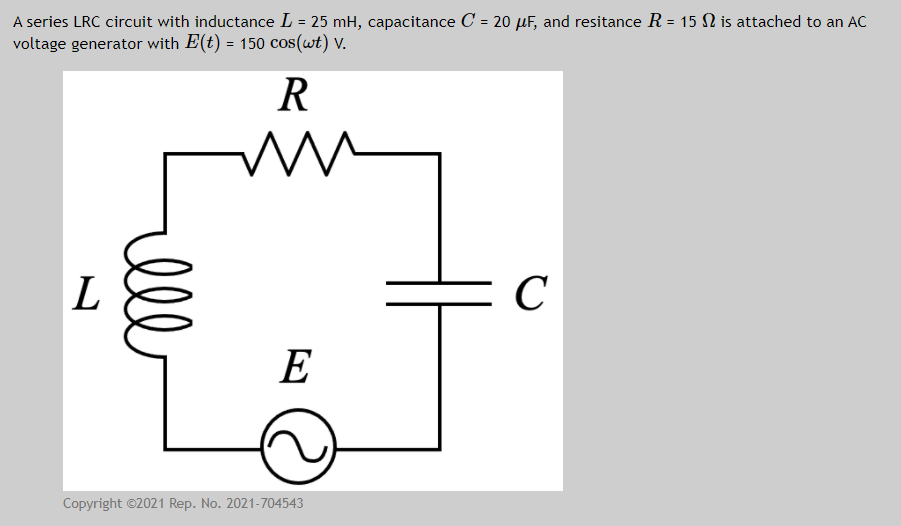 Solved A series LRC circuit with inductance L = 25 mH, | Chegg.com