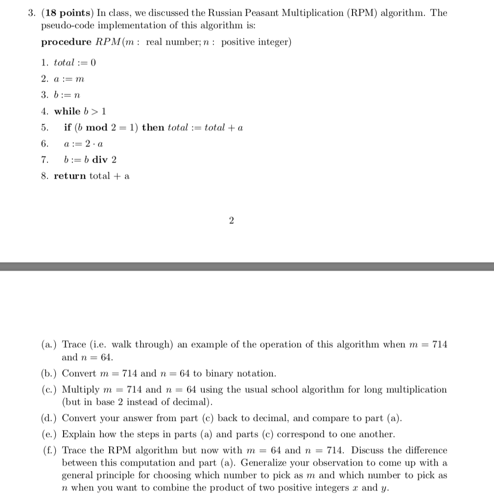 3. (18 points) In class, we discussed the Russian | Chegg.com