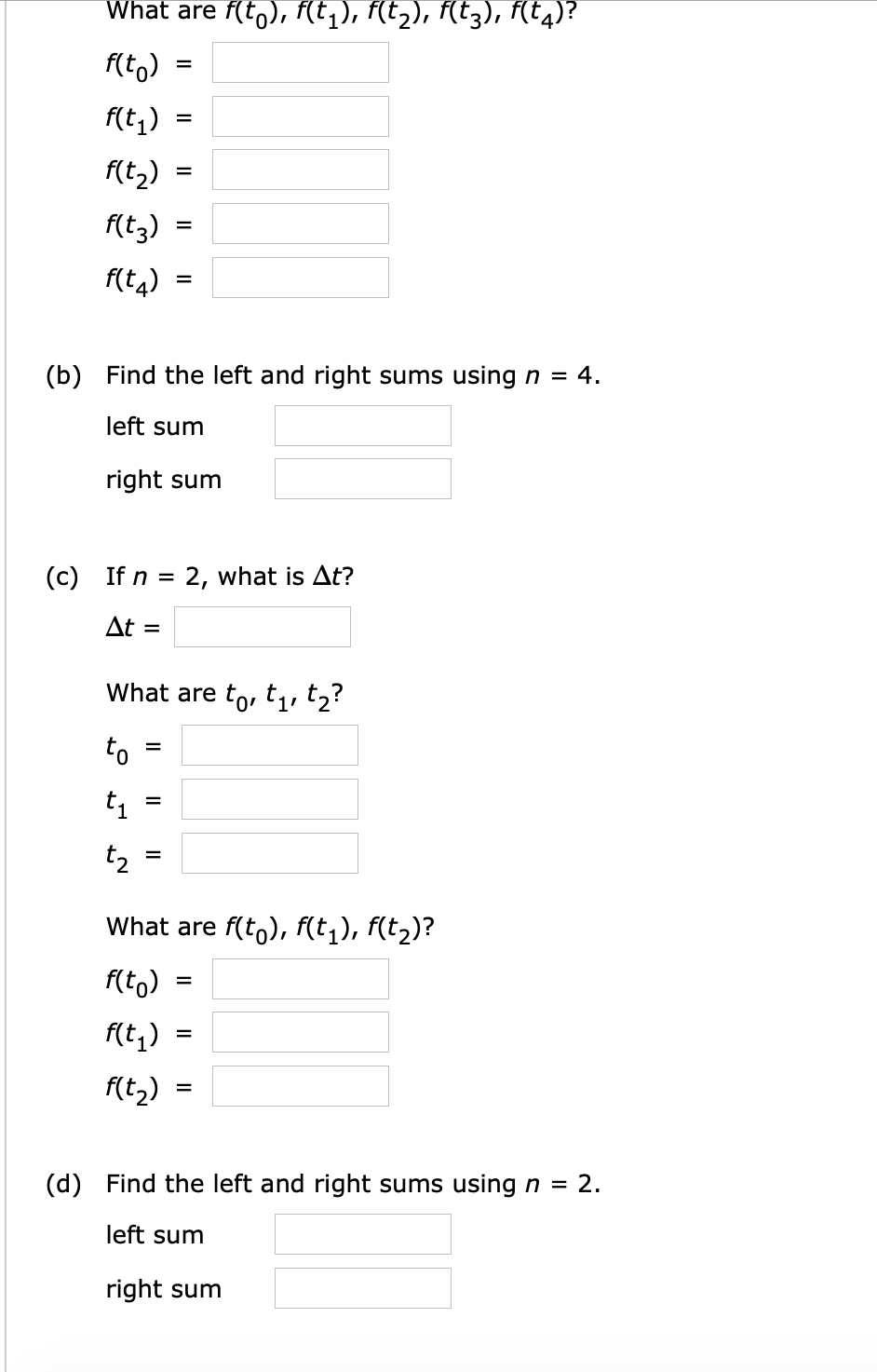 Solved Use the following expressions for left and right sums | Chegg.com