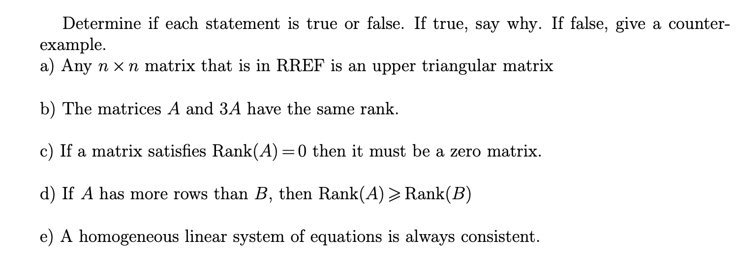 Solved Determine if each statement is true or false. If | Chegg.com