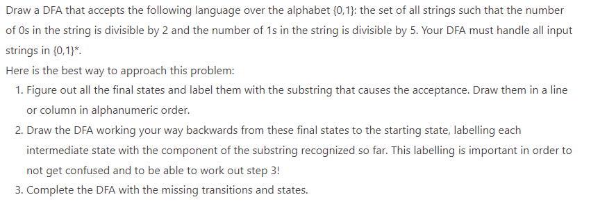 Solved Draw a DFA that accepts the following language over | Chegg.com