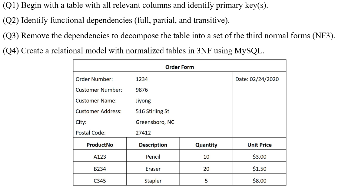 (Q1) Begin with a table with all relevant columns and | Chegg.com