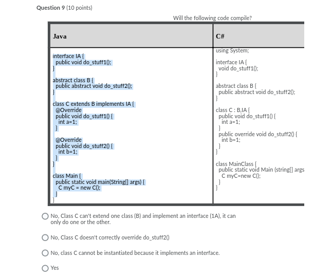 Solved Question 3 (10 points) Will the following code | Chegg.com