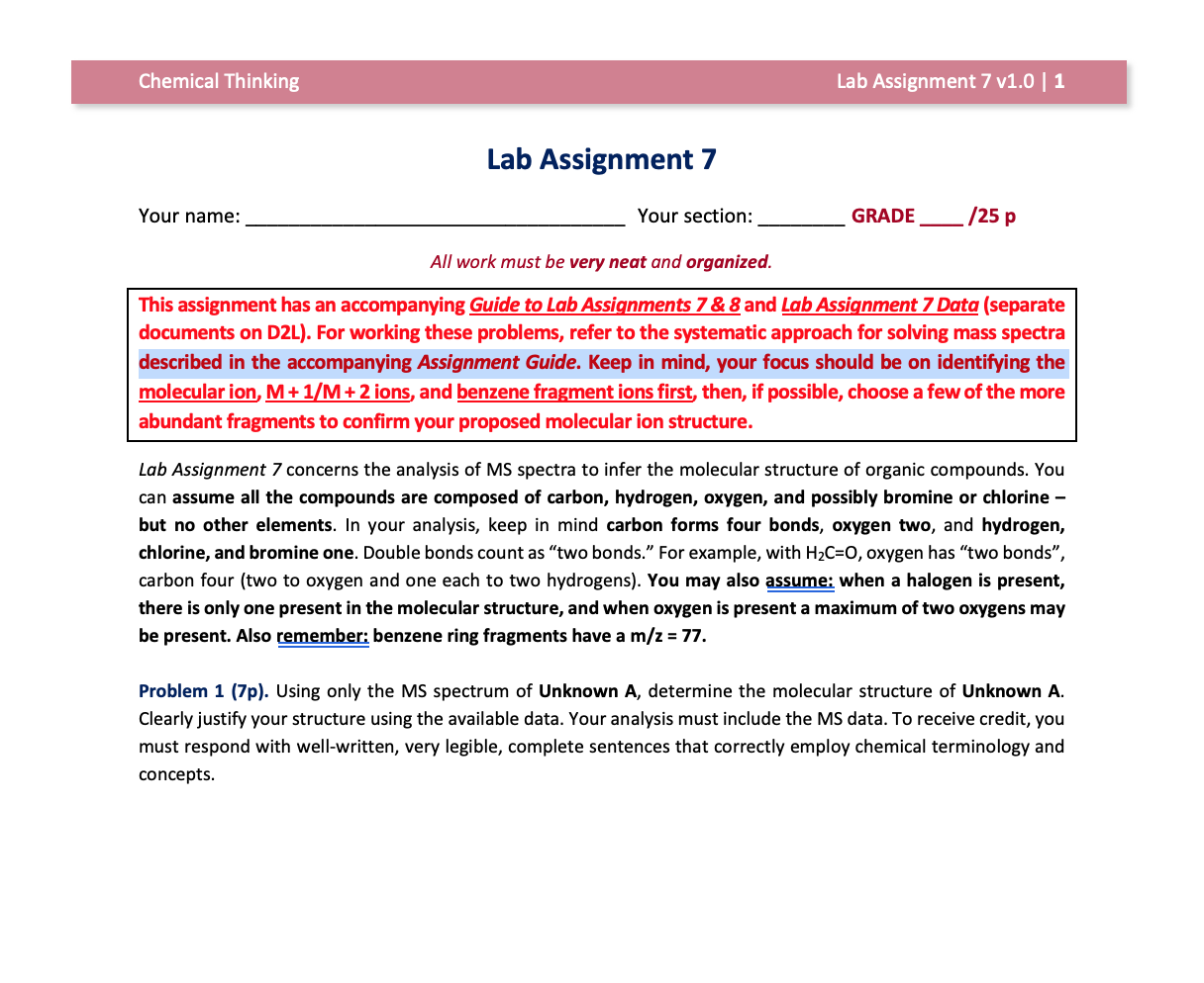 Solved Chemical Thinking Lab Assignment 7 v1.0 | 1 Lab | Chegg.com