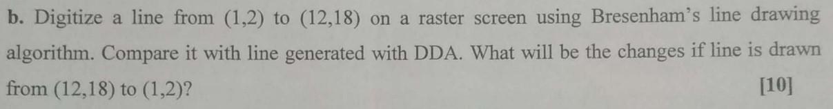Solved b. Digitize a line from (1,2) to (12,18) on a raster | Chegg.com
