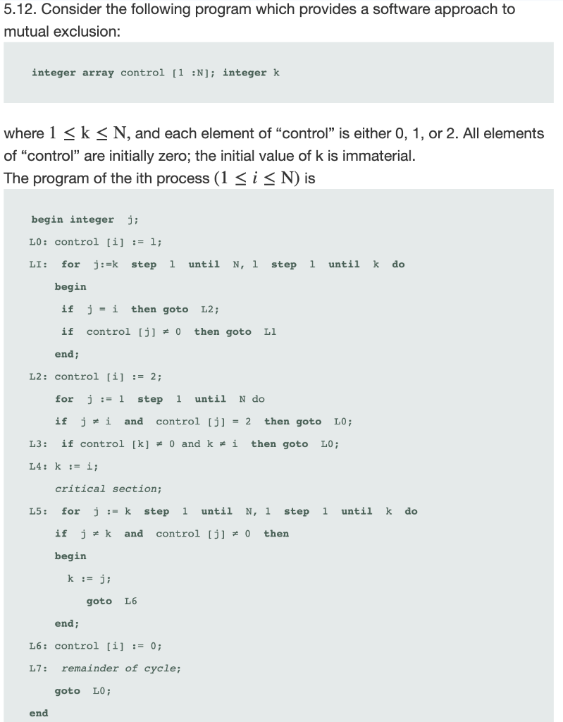 Solved 5.12. Consider the following program which provides a | Chegg.com