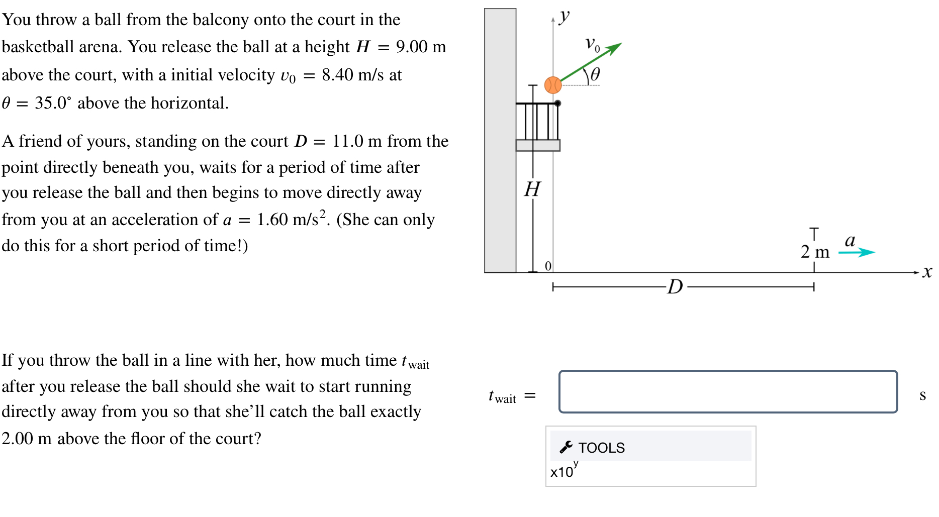 Solved You throw a ball from the balcony onto the court in | Chegg.com