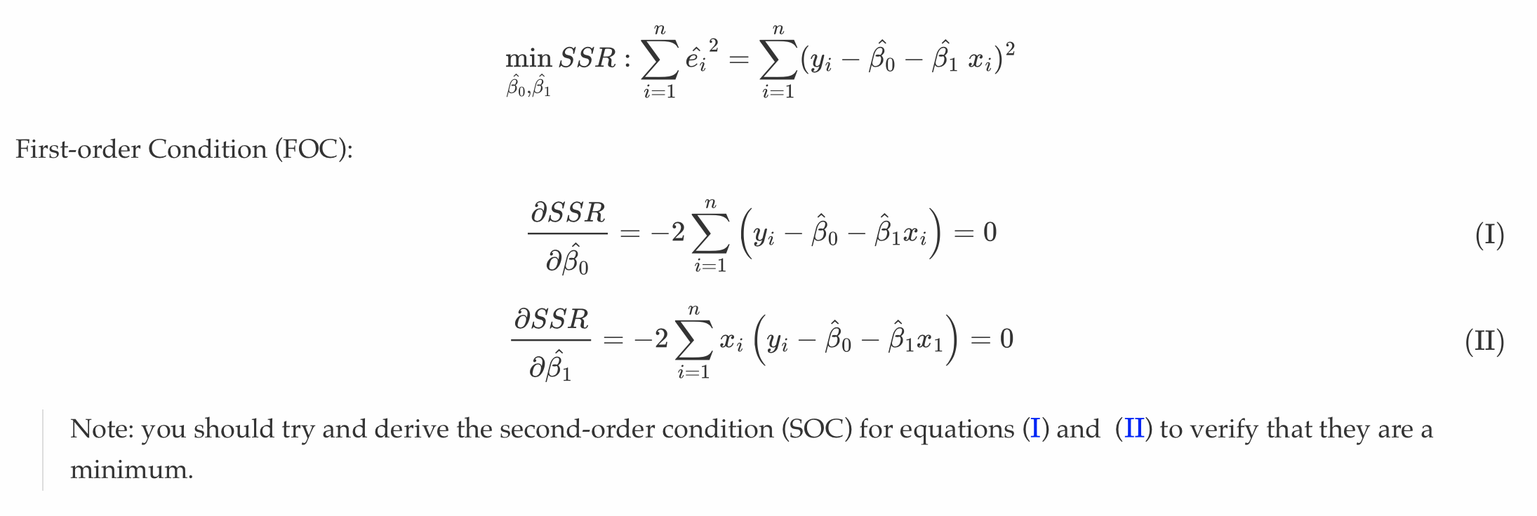 Solved Derive the second-order condition (SOC) for the OLS | Chegg.com